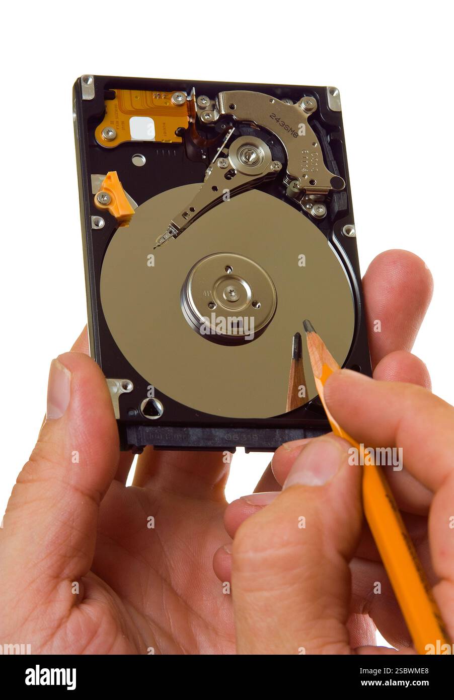 Record information on the hard disk is isolated on a white background ...