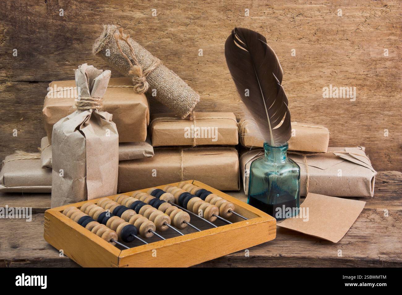 Still Life in a warehouse with abacus in old-style Stock Photo - Alamy