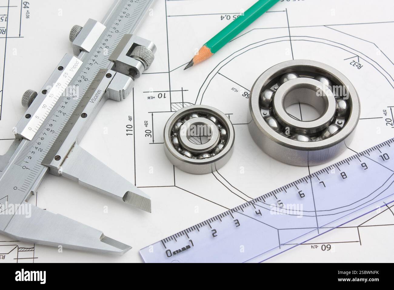tools and mechanisms detail on the background of technical drawings ...
