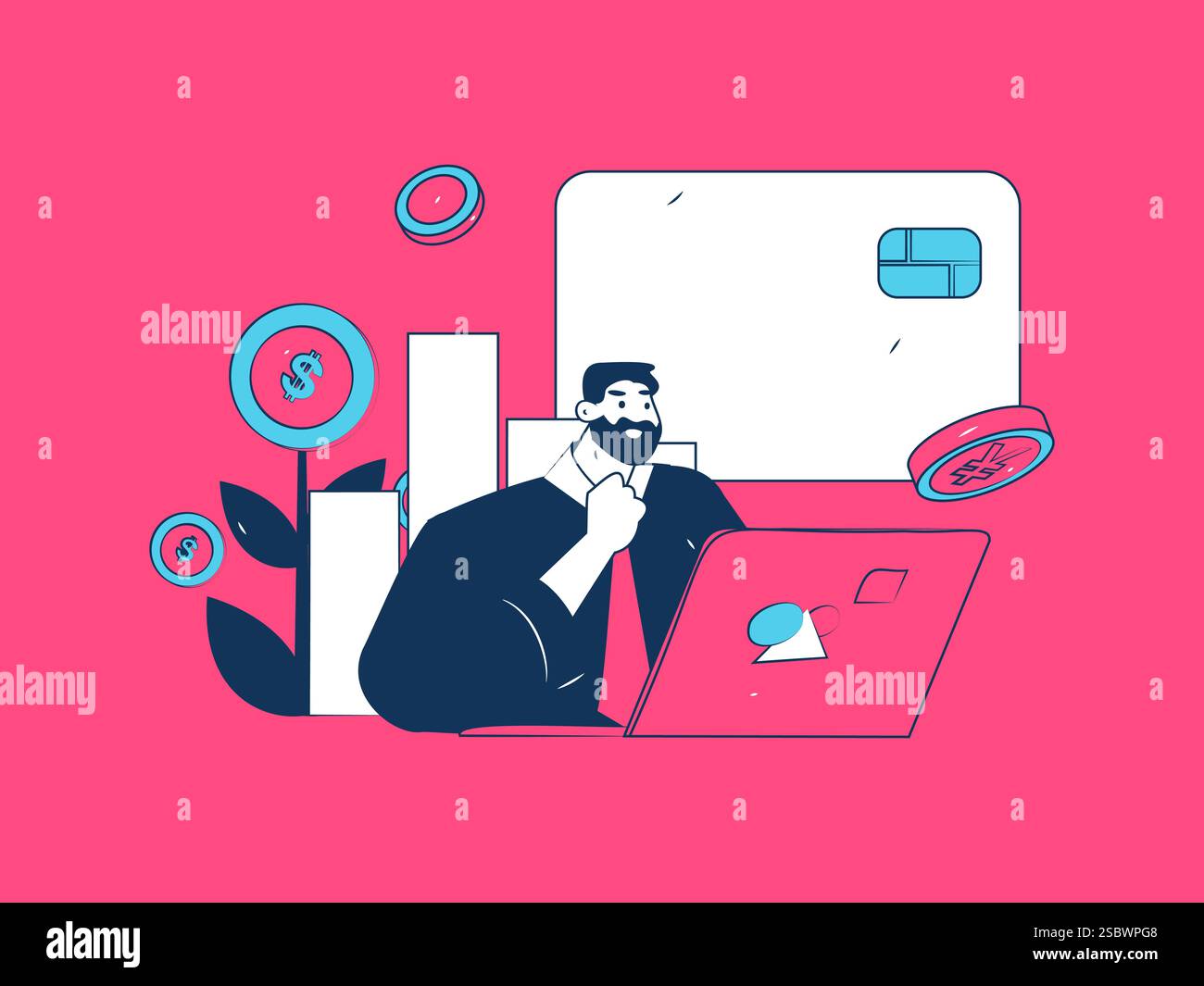 Internet financial management investment flat vector concept operation ...