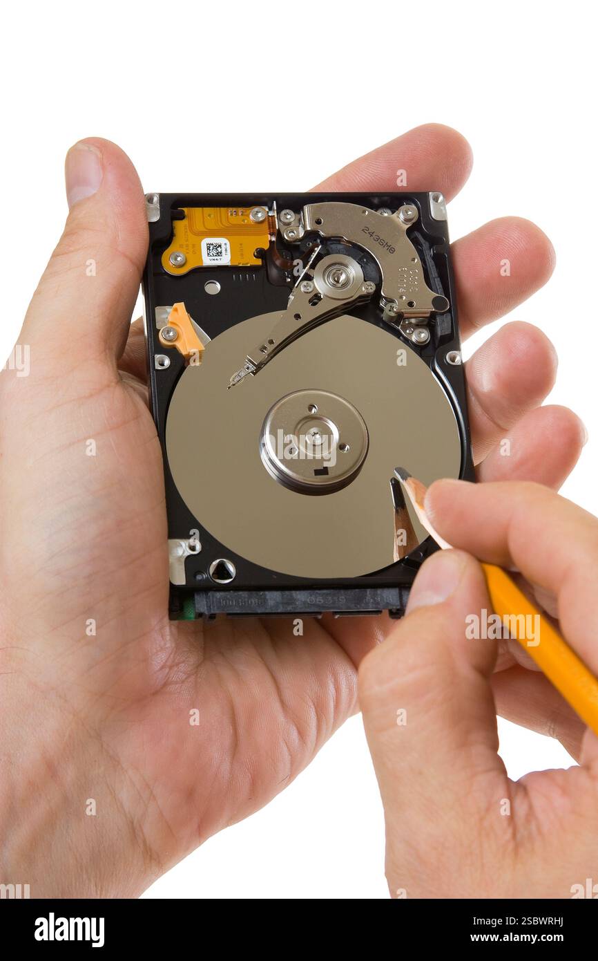 Record information on the hard disk is isolated on a white background ...
