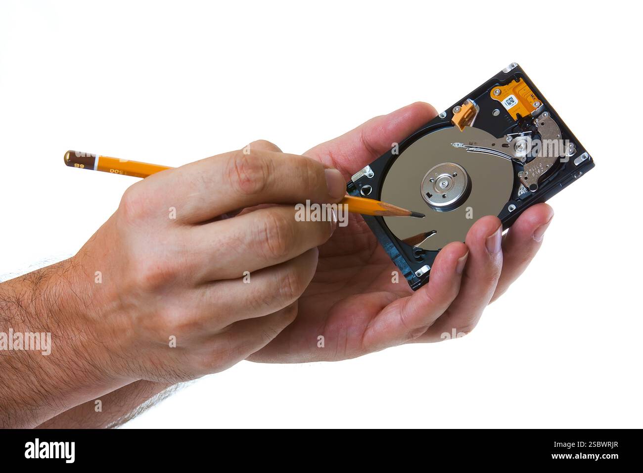 Record information on the hard disk is isolated on a white background ...