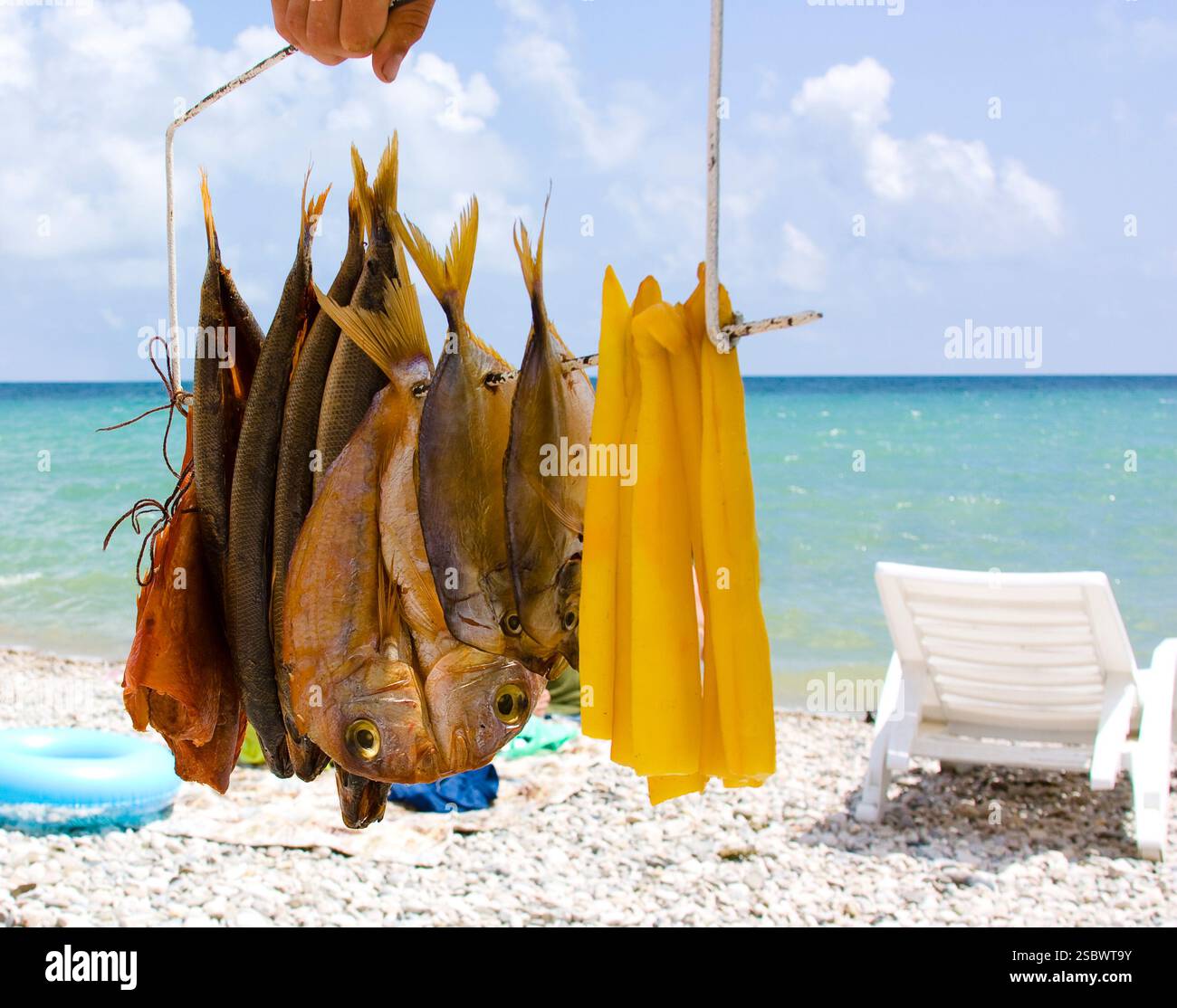 sale of smoked fish on the beach Stock Photo - Alamy