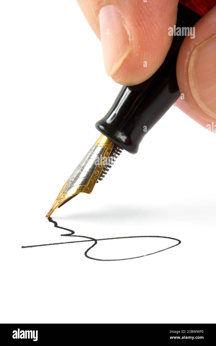 Signed Isolated on white background Stock Photo - Alamy