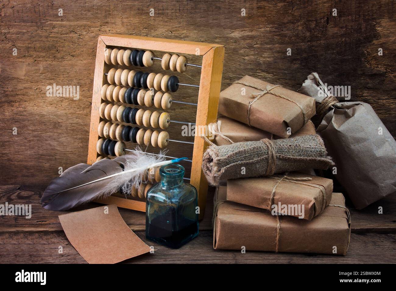 Still Life in a warehouse with abacus in old-style Stock Photo - Alamy