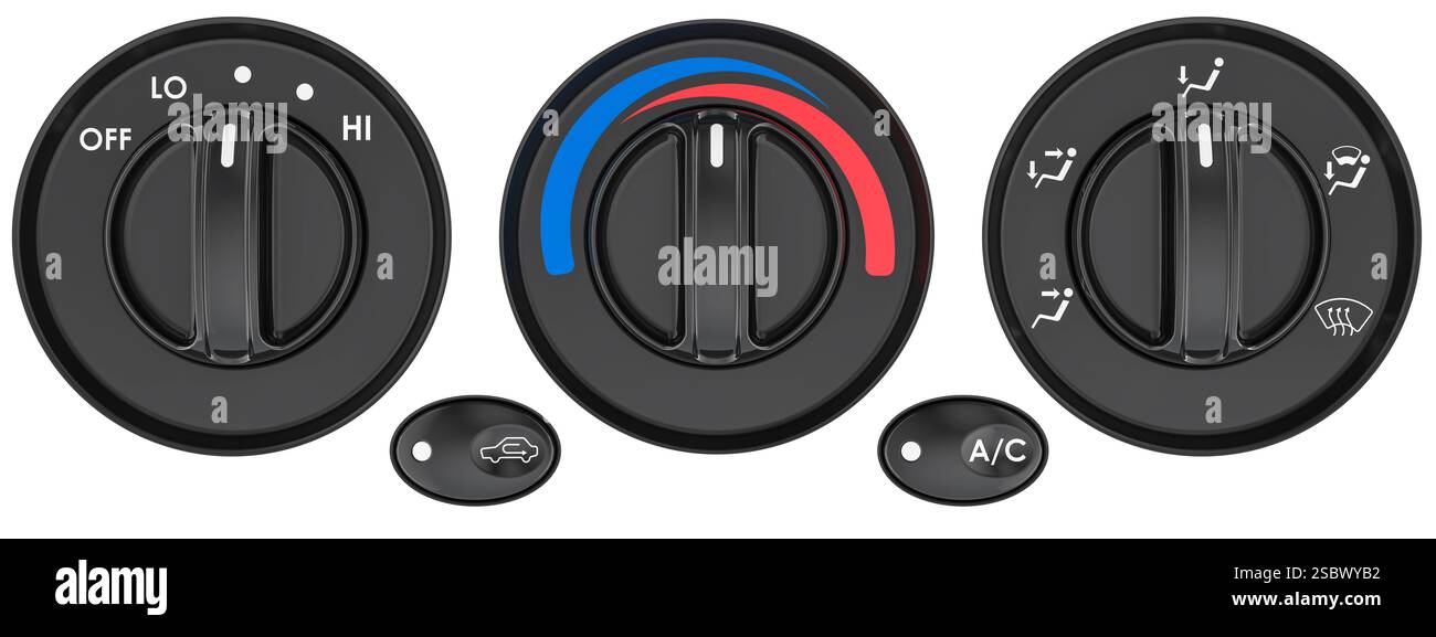 Car Air Conditioning Control Panel, 3D rendering isolated on white ...