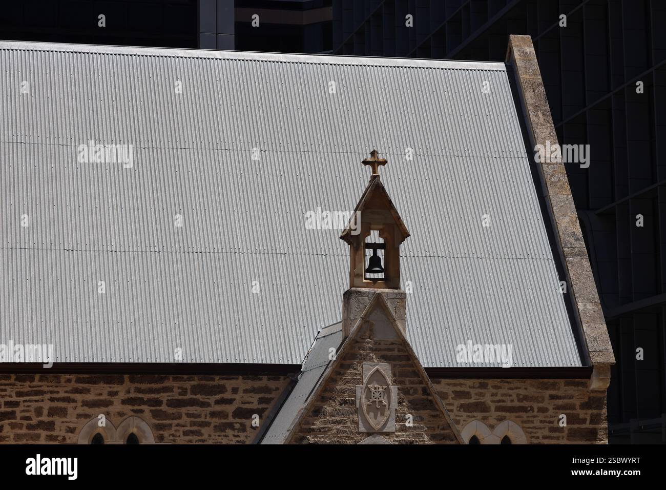 small bell tower of historic red brick church Stock Photo - Alamy