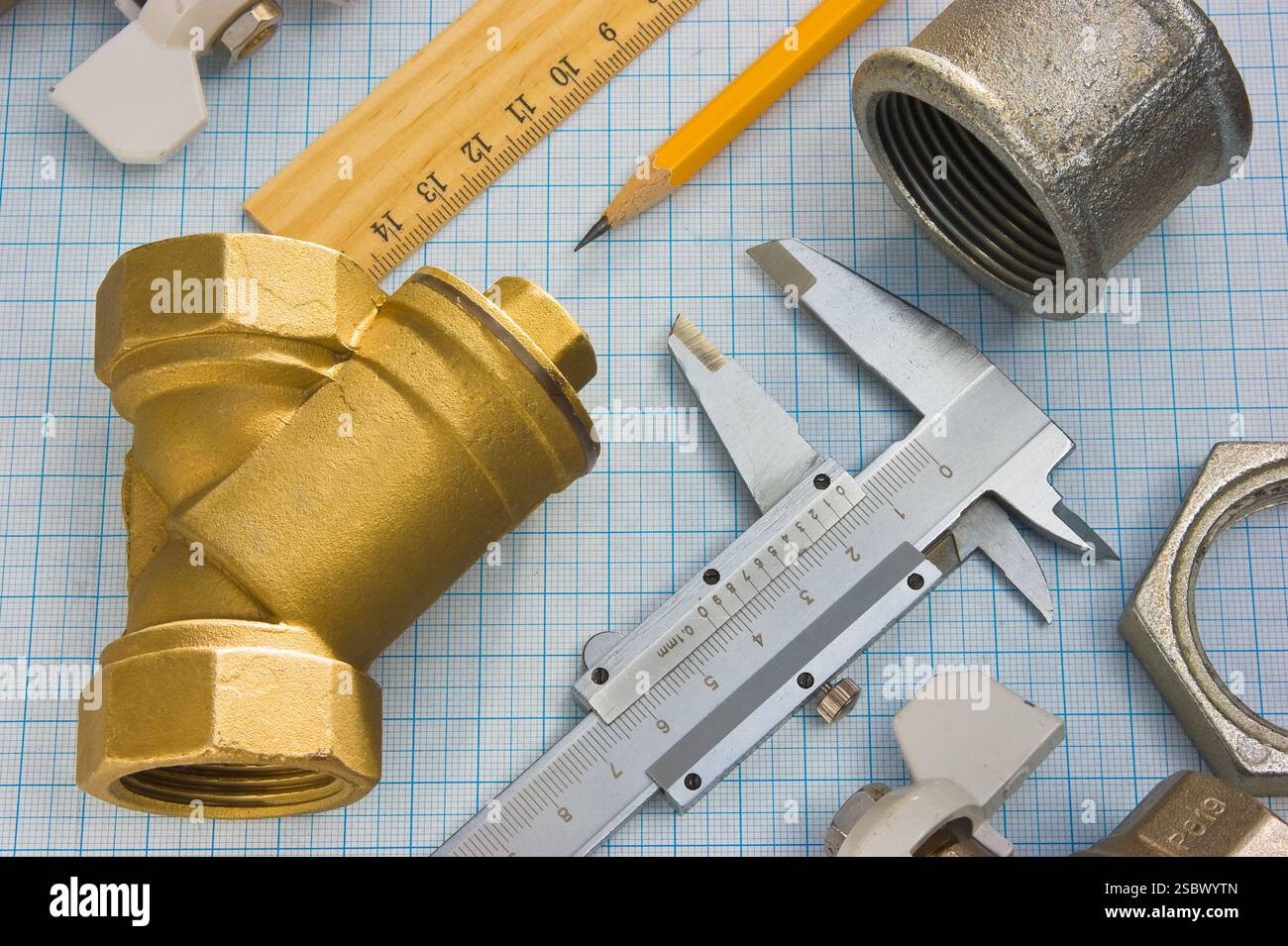 details of the pipeline on the graph paper Stock Photo - Alamy