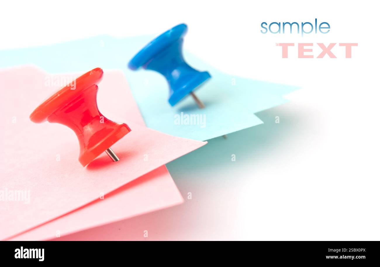 sheets pinned buttons isolated on white background Stock Photo - Alamy