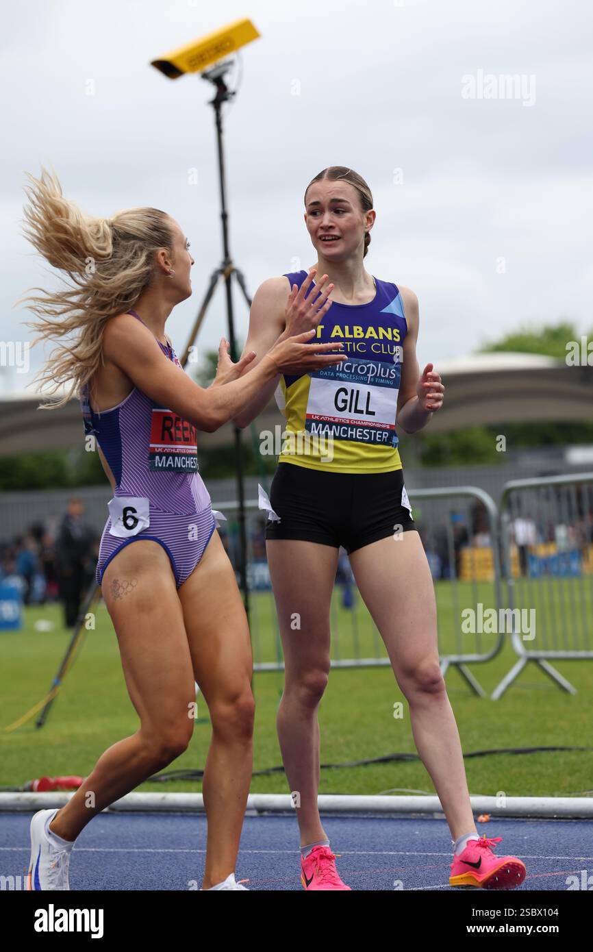 Phoebe GILL of St Albans AC being congratulated by Jemma REEKIE after ...