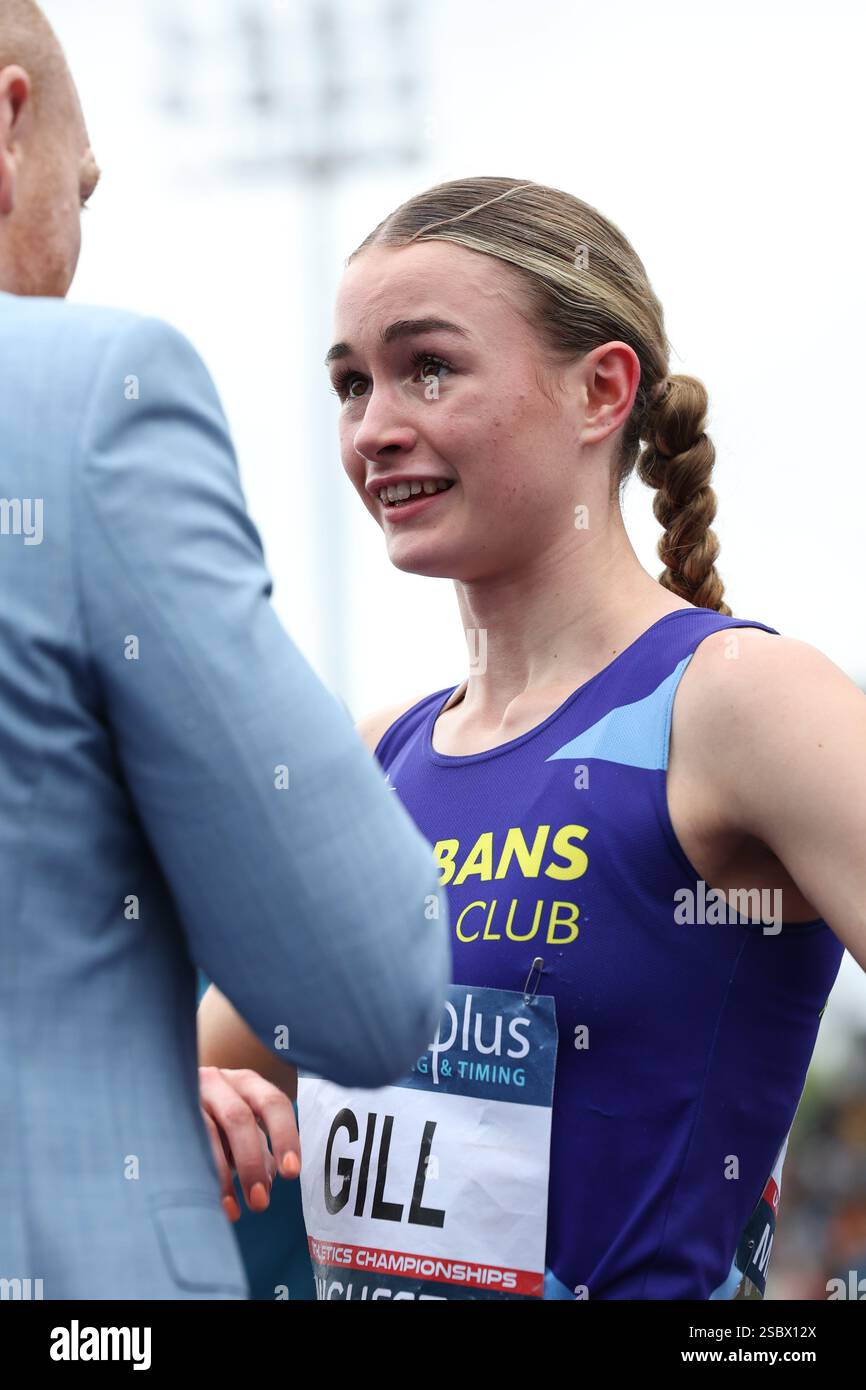 Phoebe GILL of St Albans AC being interviewed by Iwan Thomas after ...