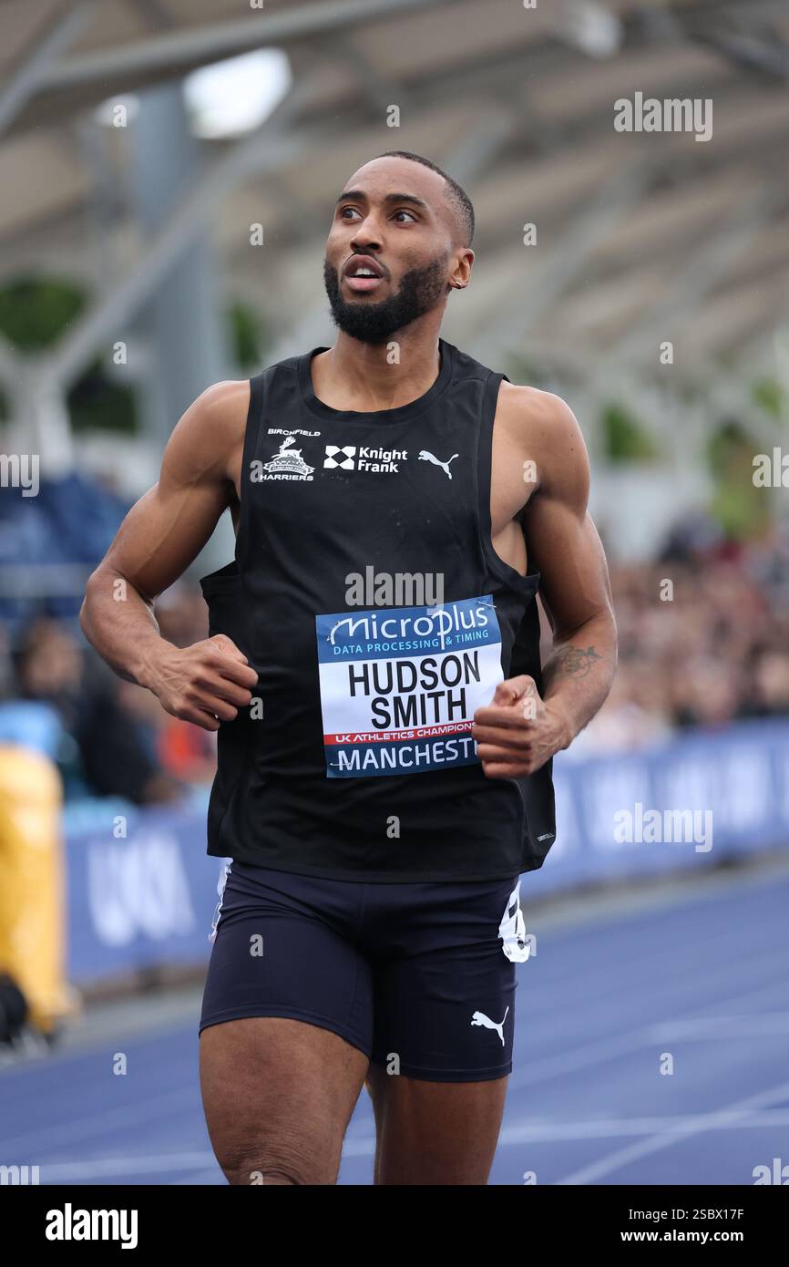 Matthew HUDSON-SMITH (1st) of Birchfield Harriers in the 200m Final at ...
