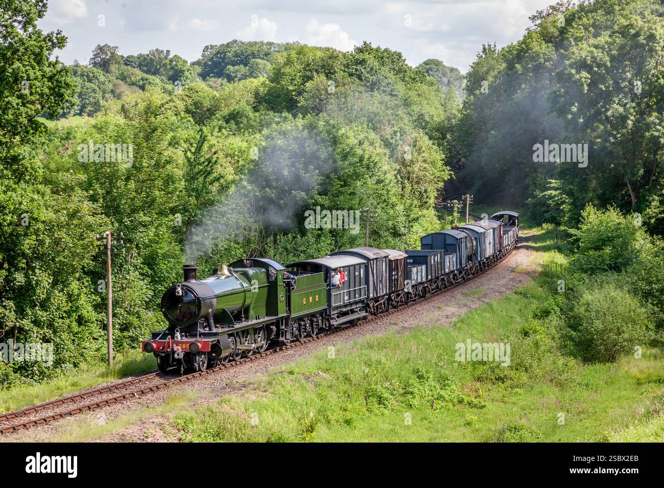 GWR 28xx 2-8-0 No. 2857 arrives at Highley on the Severn Valley Railway ...