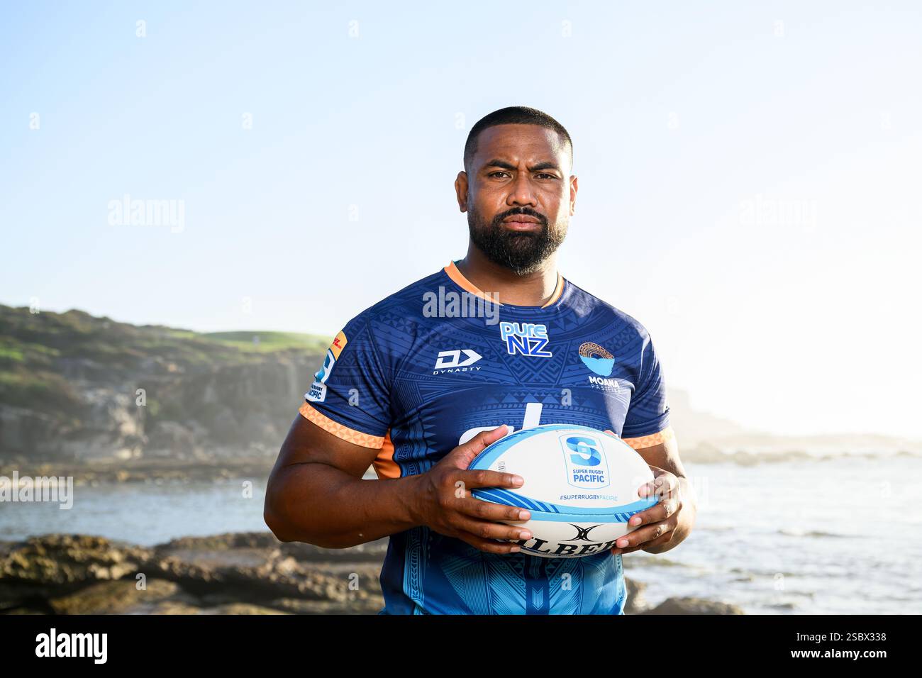 Super rugby player Julian Savea of Moana Pasifika poses for a photograph during the 2025 Super ...