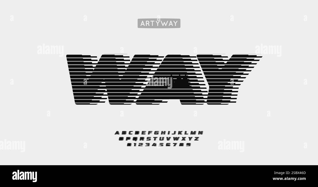 Wind striped letters, bold dynamic typography, modern racing font with ...