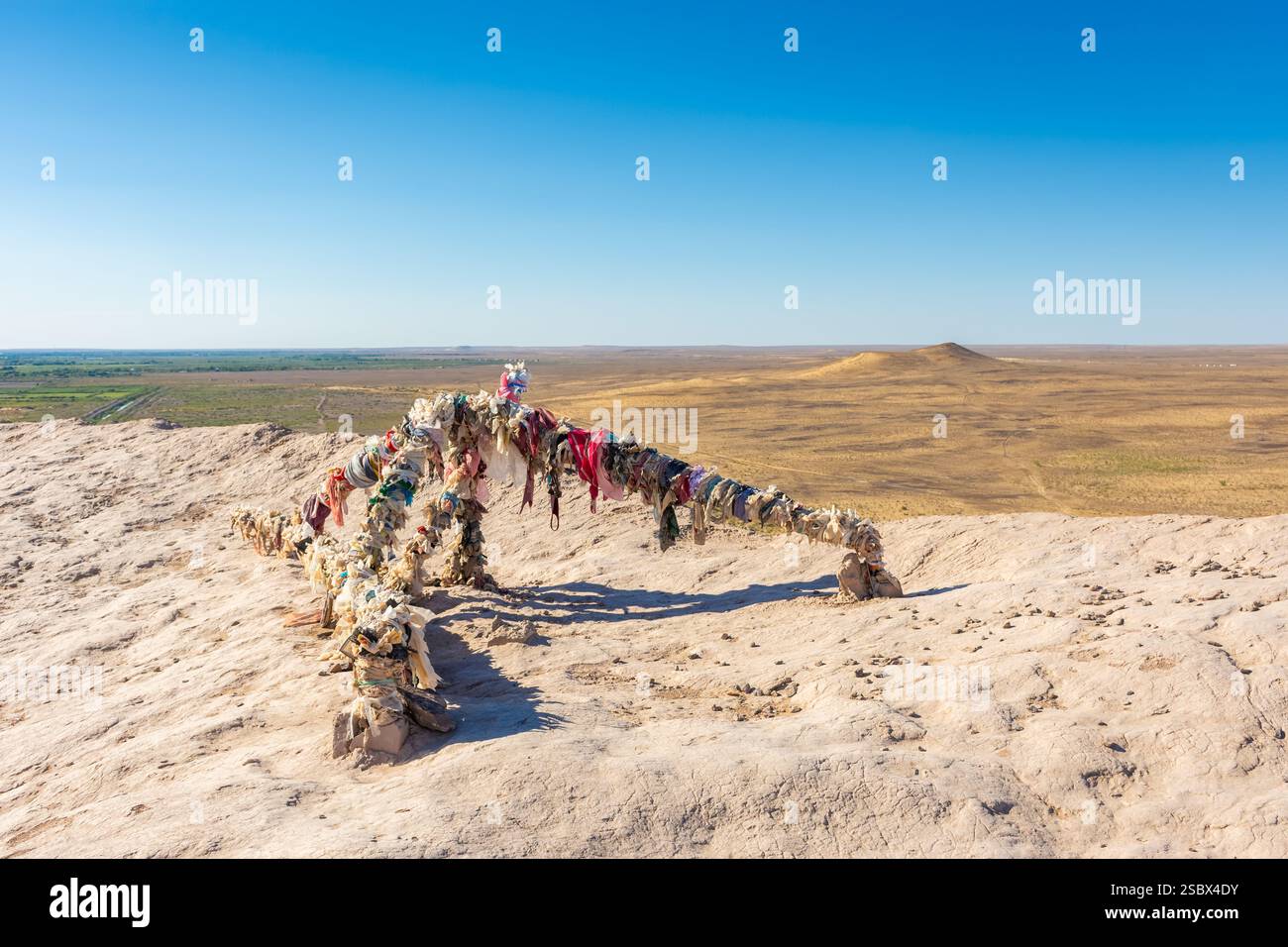 View from the top of the fortress of Chilpik Kala, a tower of silence ...
