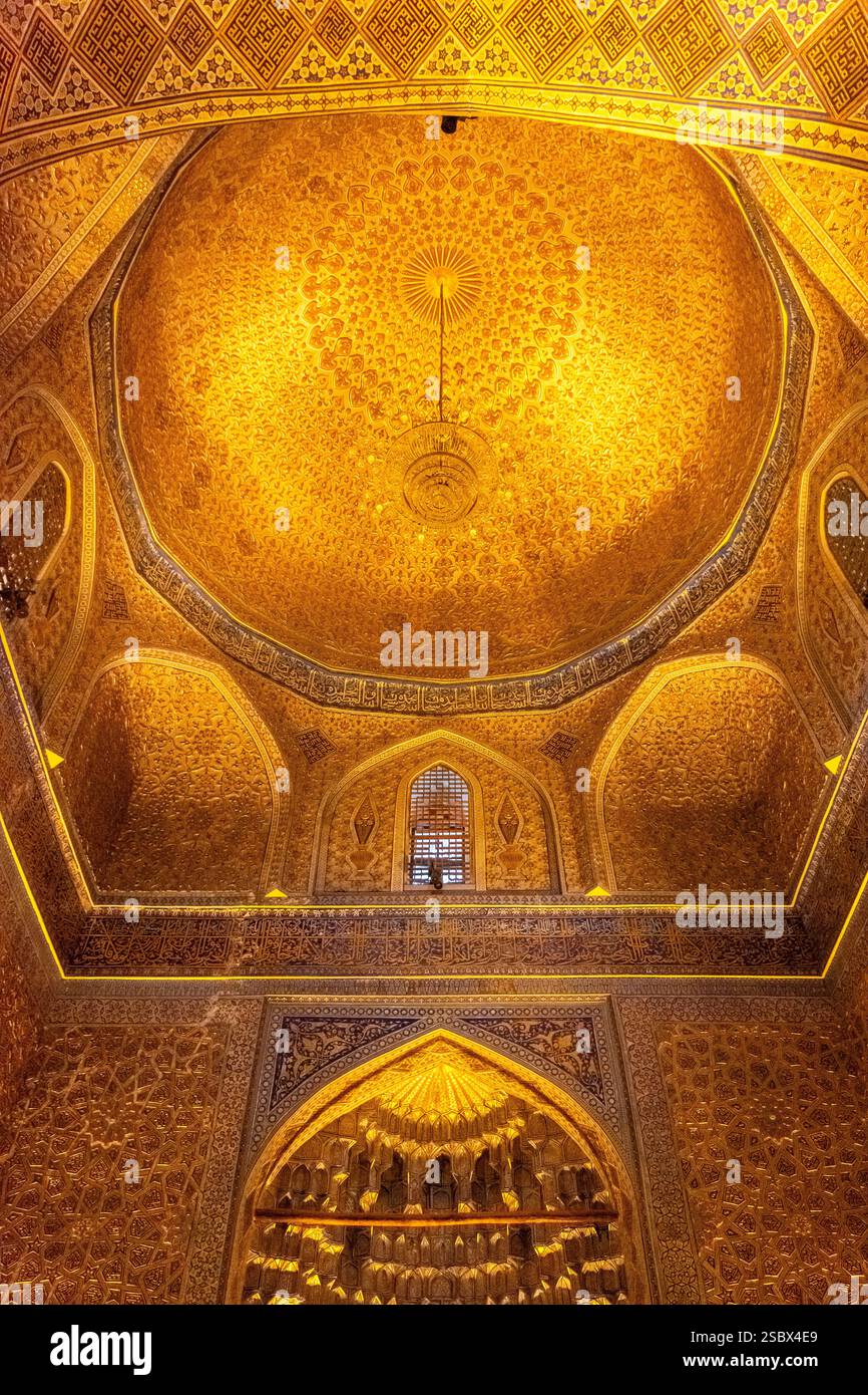 The golden dome of the Gur i Amir Mosque of Samarkand, Uzbekistan Stock ...