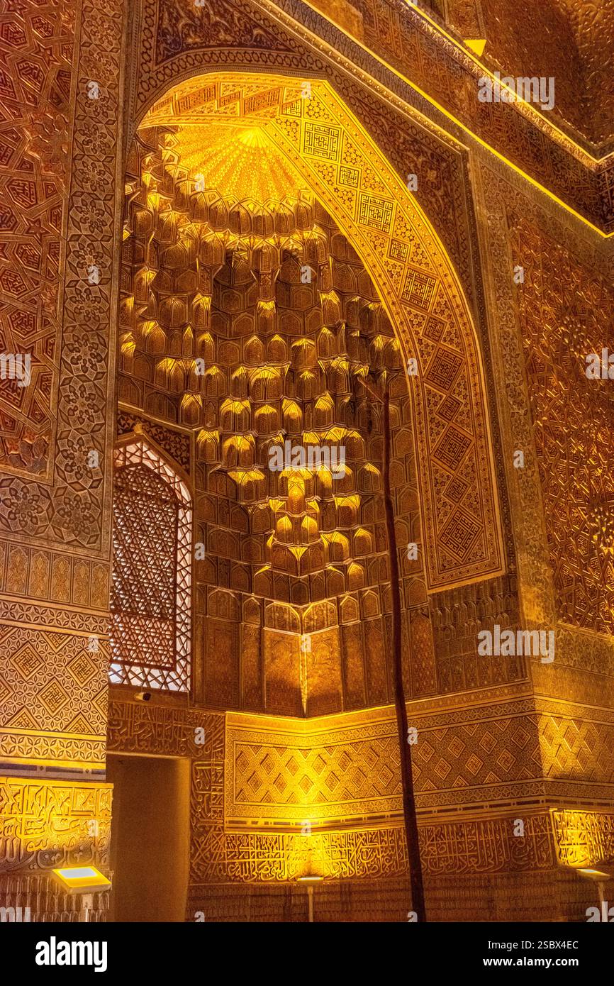 The golden dome of the Gur i Amir Mosque of Samarkand, Uzbekistan Stock ...