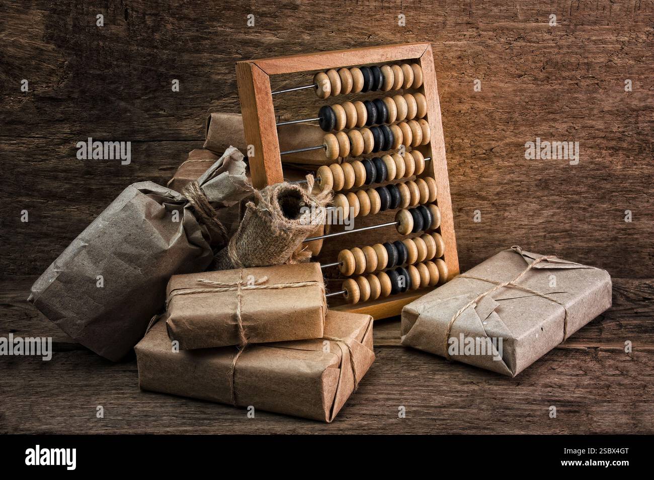 Still Life in a warehouse with abacus in old-style Stock Photo - Alamy