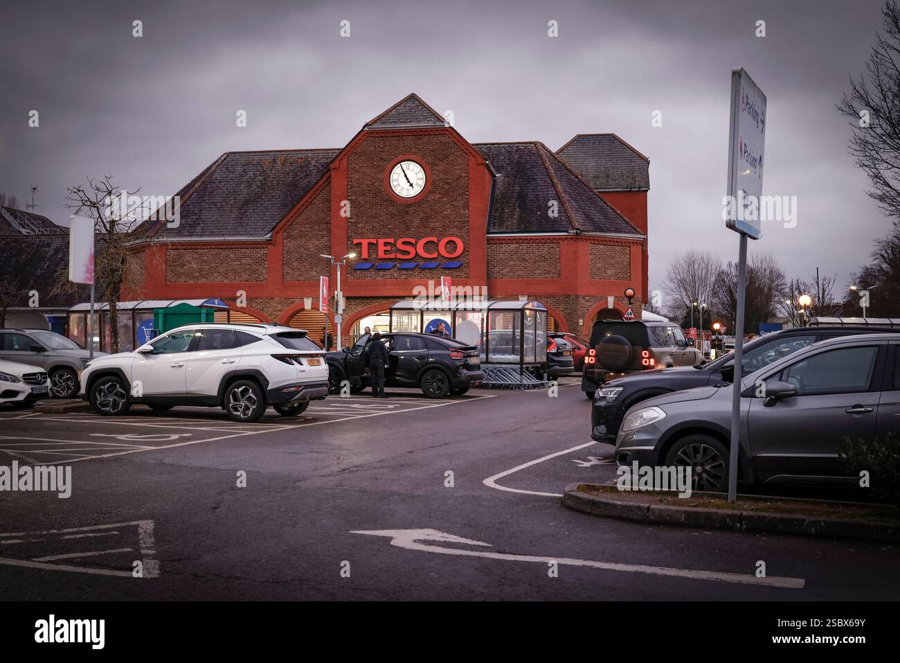 TESCO SUPERMARKET In Rickmansworth photographed at Dusk in the early ...