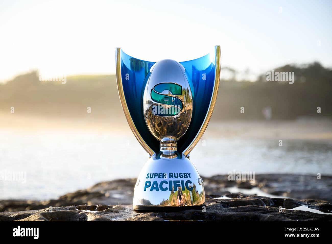 The Super Rugby trophy is photographed during the 2025 Super Rugby ...