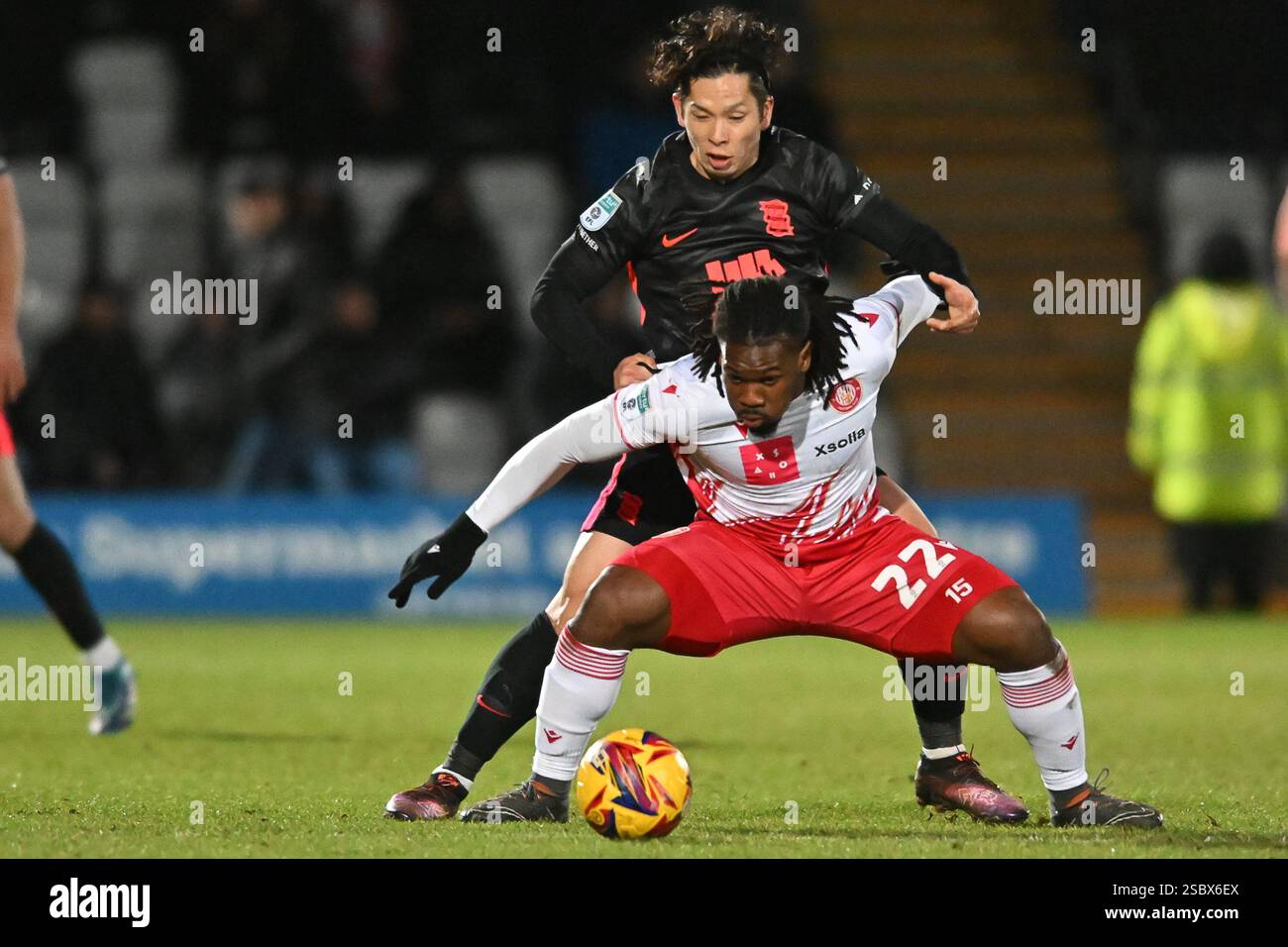Daniel Phillips (22 Stevenage) challenged by Tomoki Iwata (24 Birmingham City) during the EFL ...