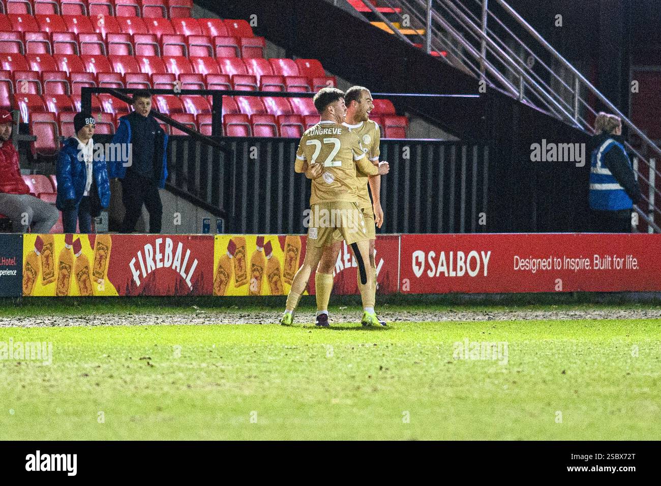Michael Cheek of Bromley FC celebrates scoring his side's second goal ...