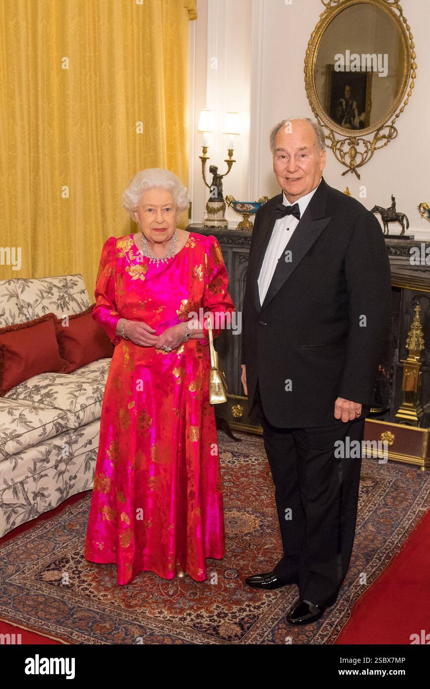 File photo dated 08/03/18 of Queen Elizabeth II with the Aga Khan in ...