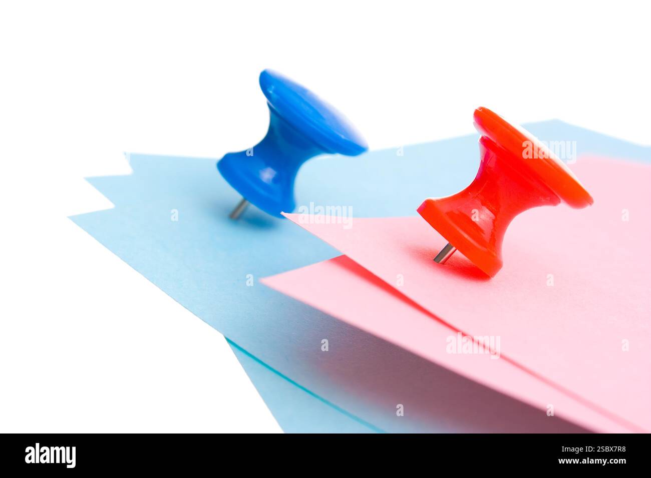 sheets pinned buttons isolated on white background Stock Photo - Alamy