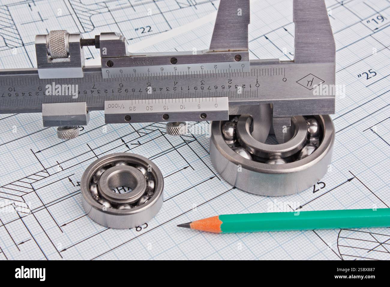 tools and mechanisms detail on the background of technical drawings ...