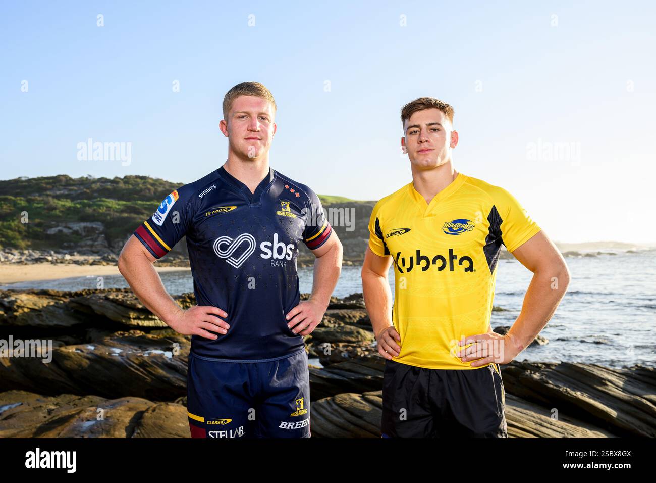 Super rugby players Sean Withy of the Highlanders (left), and Ruben ...