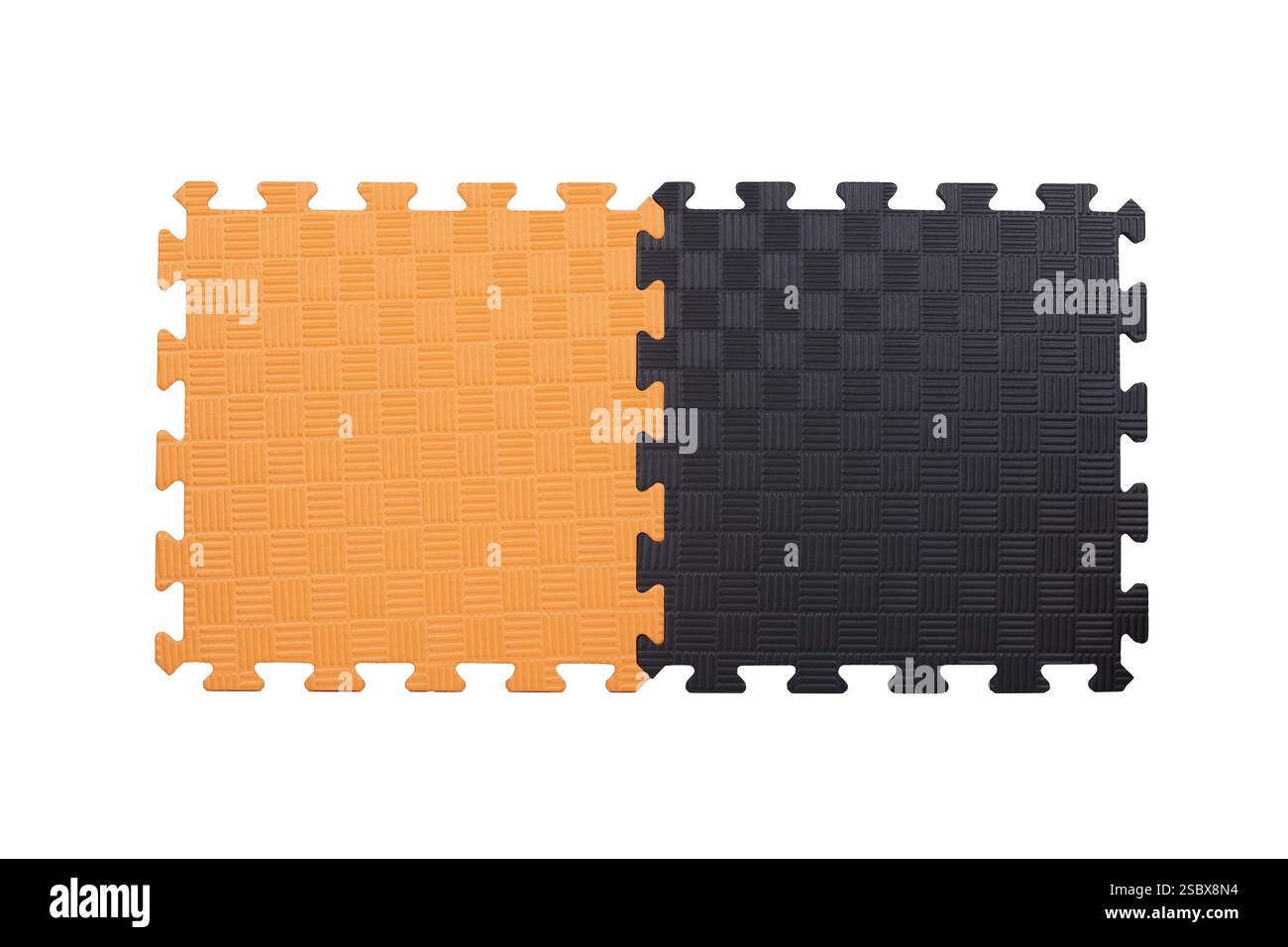 Orange and Black Interlocking Foam Exercise Mat Corner: Close-up Detail ...