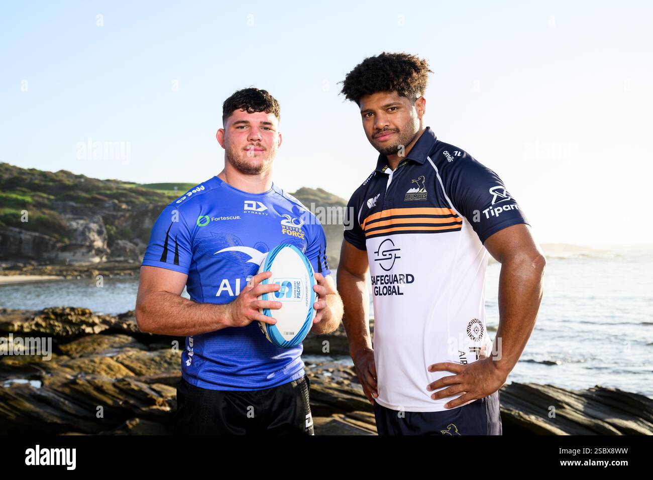 Super rugby players Carlo Tizzano of Western Force (left), and Rob ...