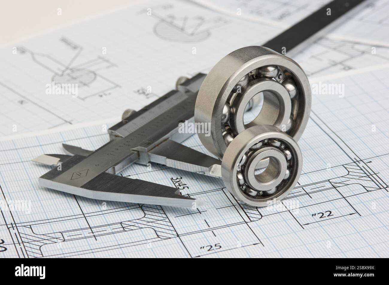 tools and mechanisms detail on the background of technical drawings ...