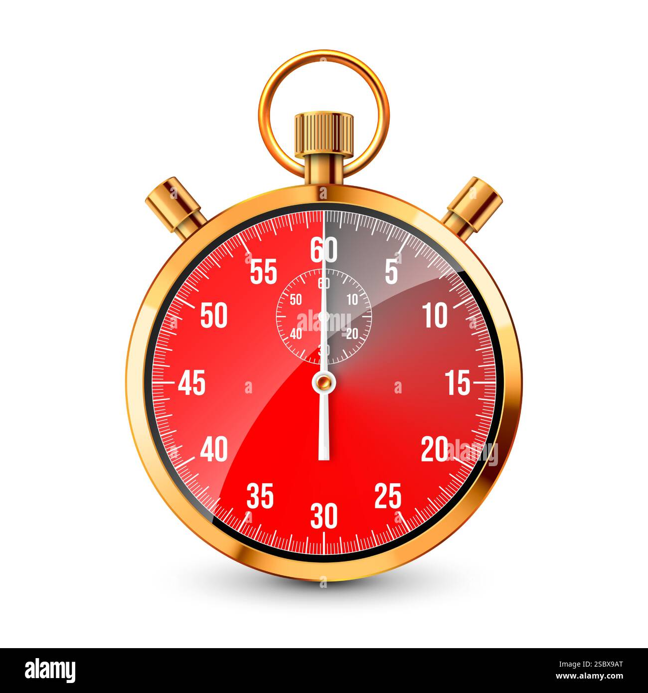 Realistic classic stopwatch. Shiny golden metal chronometer, time ...
