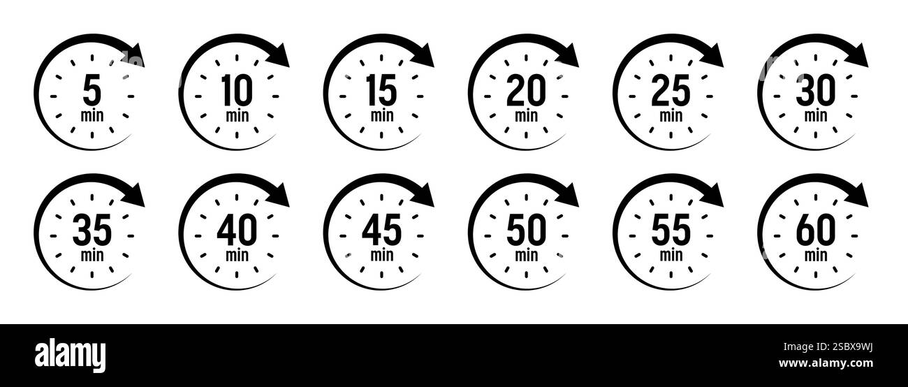 Stopwatch icons with pointer arrow. Chronometer, time counter with dial ...