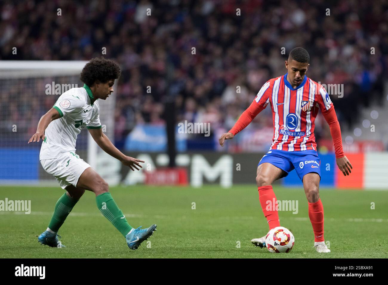 MADRID,SPAIN - 4 February: Samuel Lino of Atletico de Madrid and Peter ...