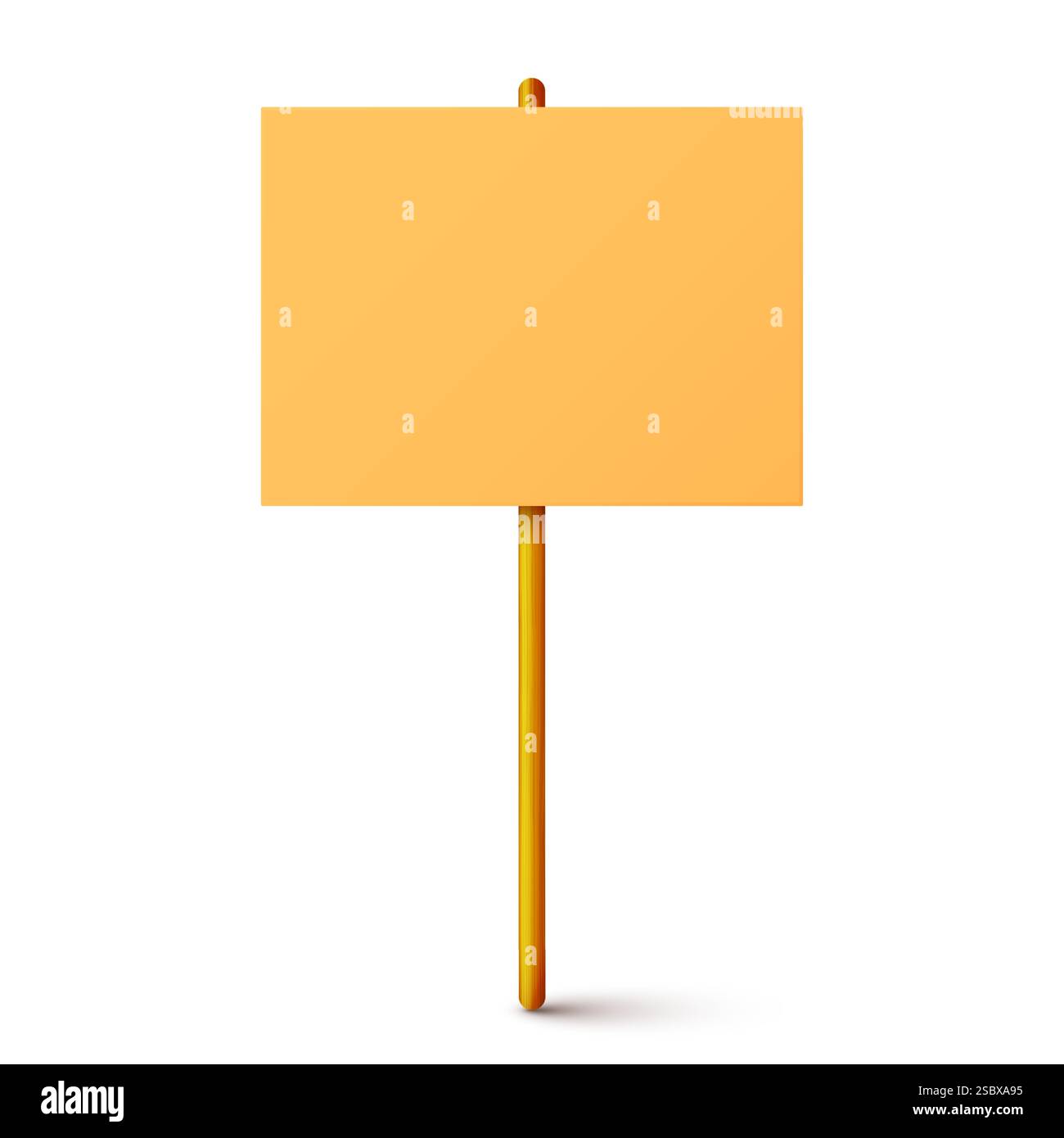 Blank colorful protest sign with wooden holder. Demonstration banner ...