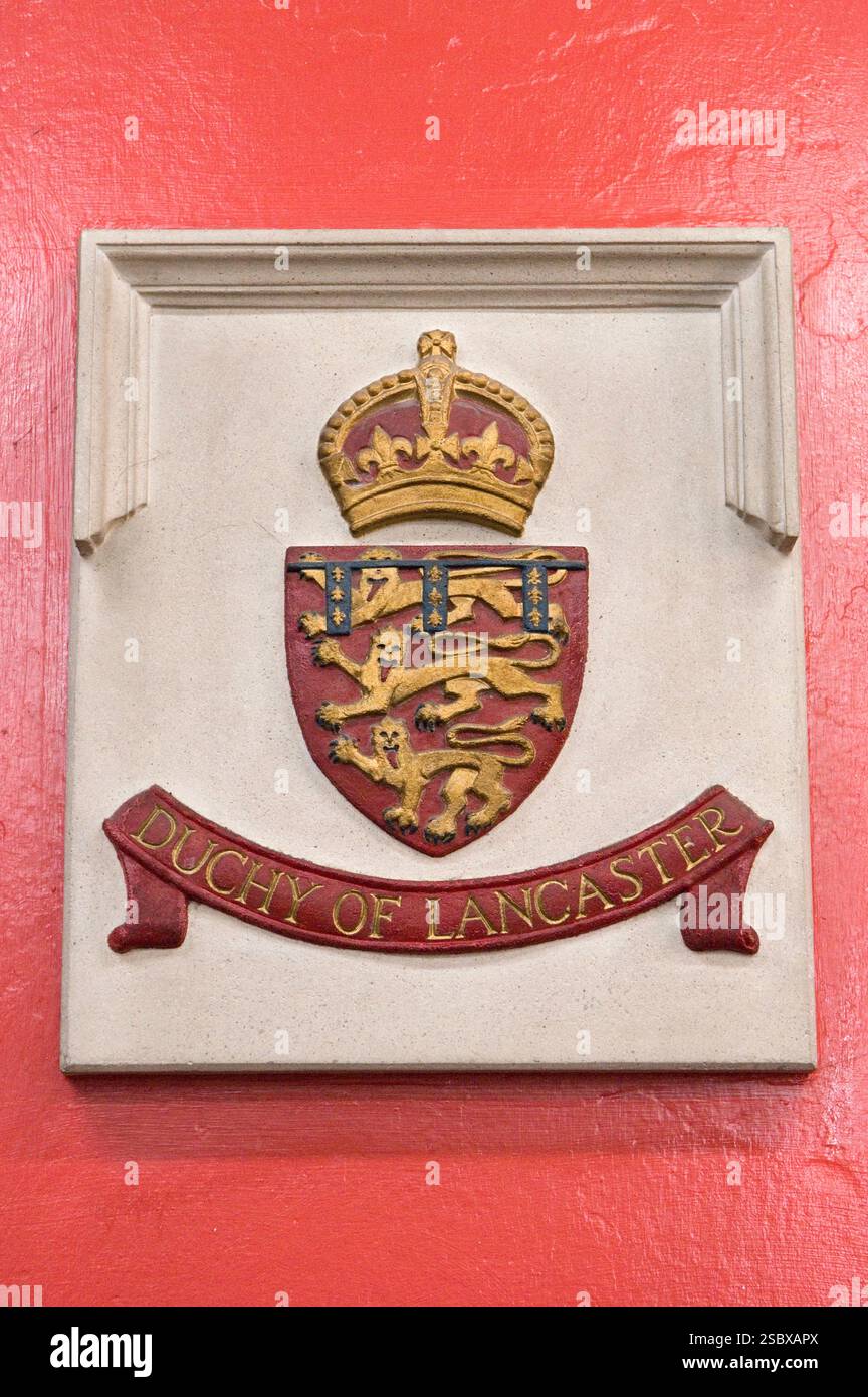 Duchy of Lancaster Coat of Arms. interior plaque on the wall of the ...
