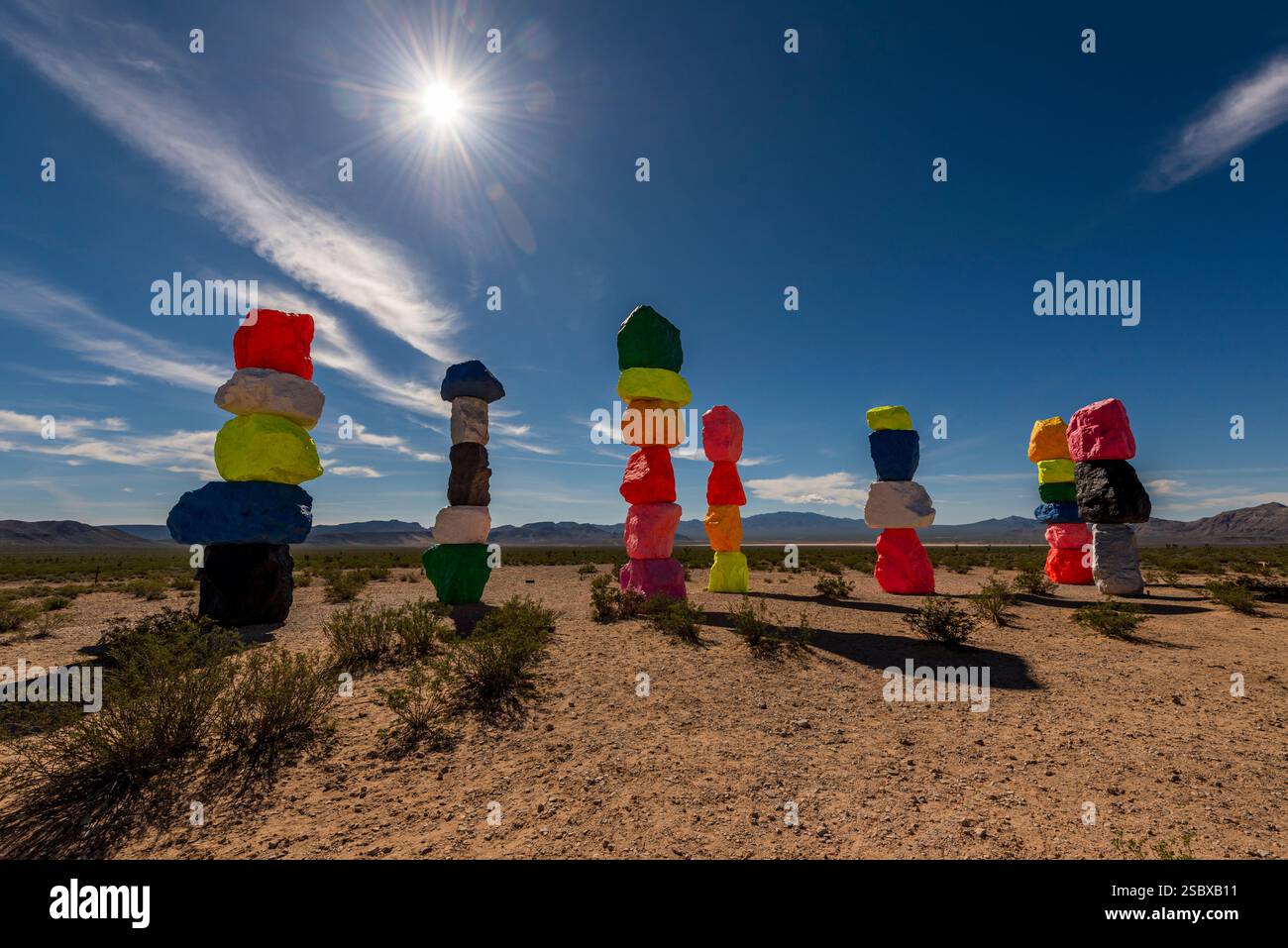 Colorful Rock Formation Under Bright Sun in a Desert Landscape Stock ...