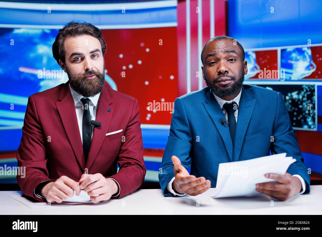 Morning show presenters on tv channel, presenting latest information ...