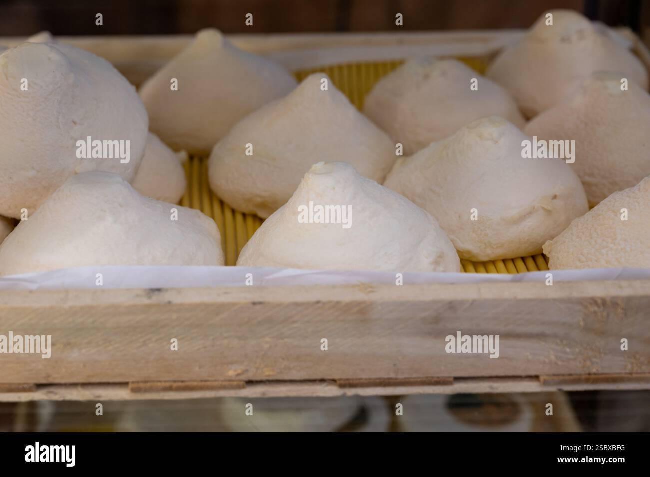 Cheese collection, French Meringue de Chevre pyramid cheese made from ...