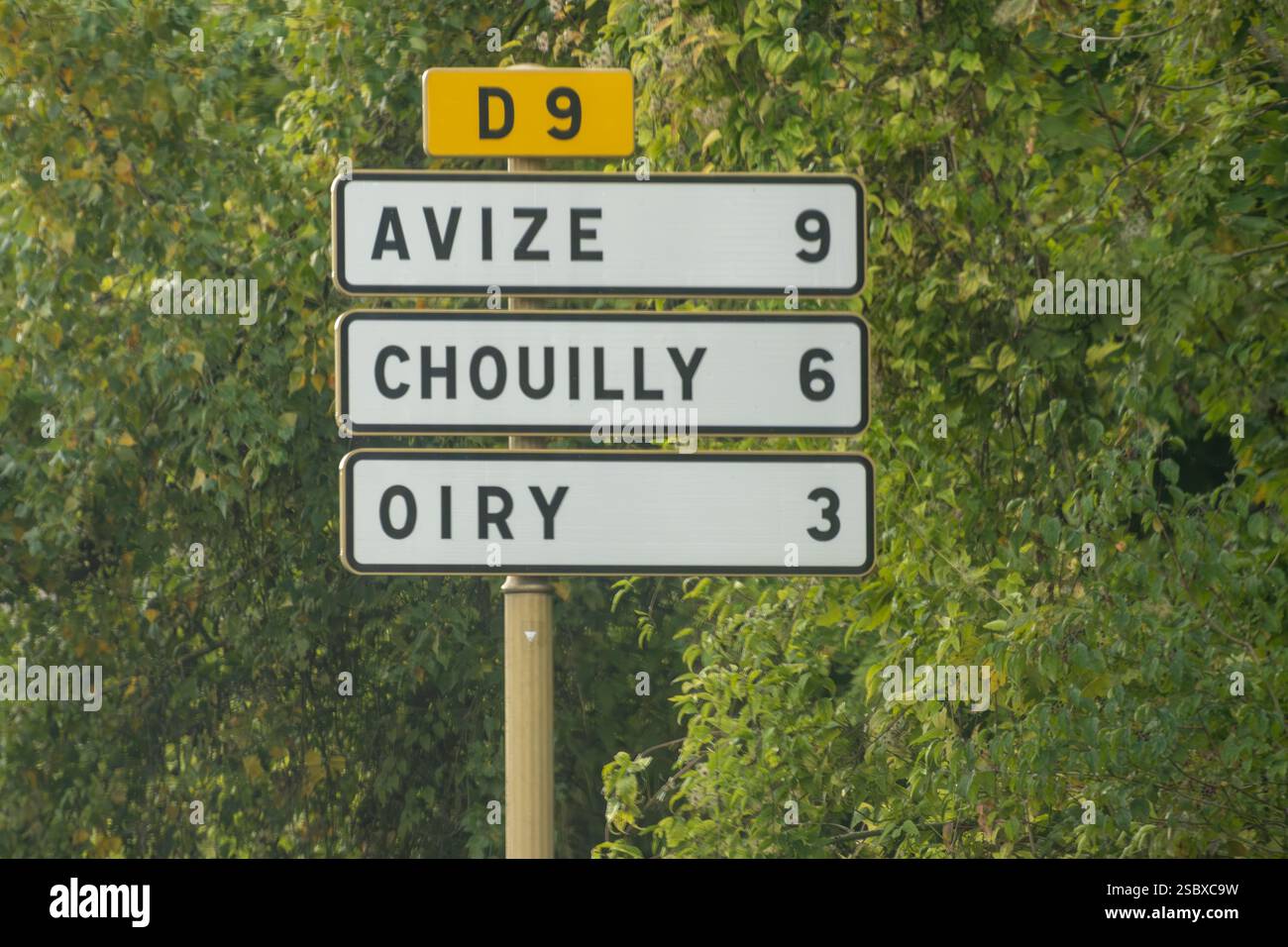 Road signes, directions and places of destinations, Gran Cru villages ...