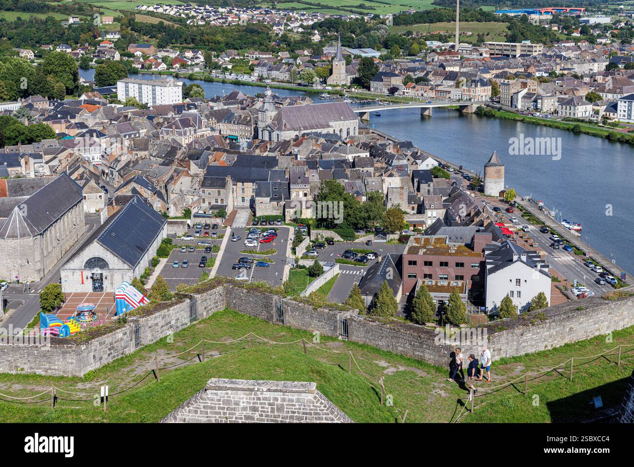 The town of Givet and the River Meuse from the Charlemont Citadel ...