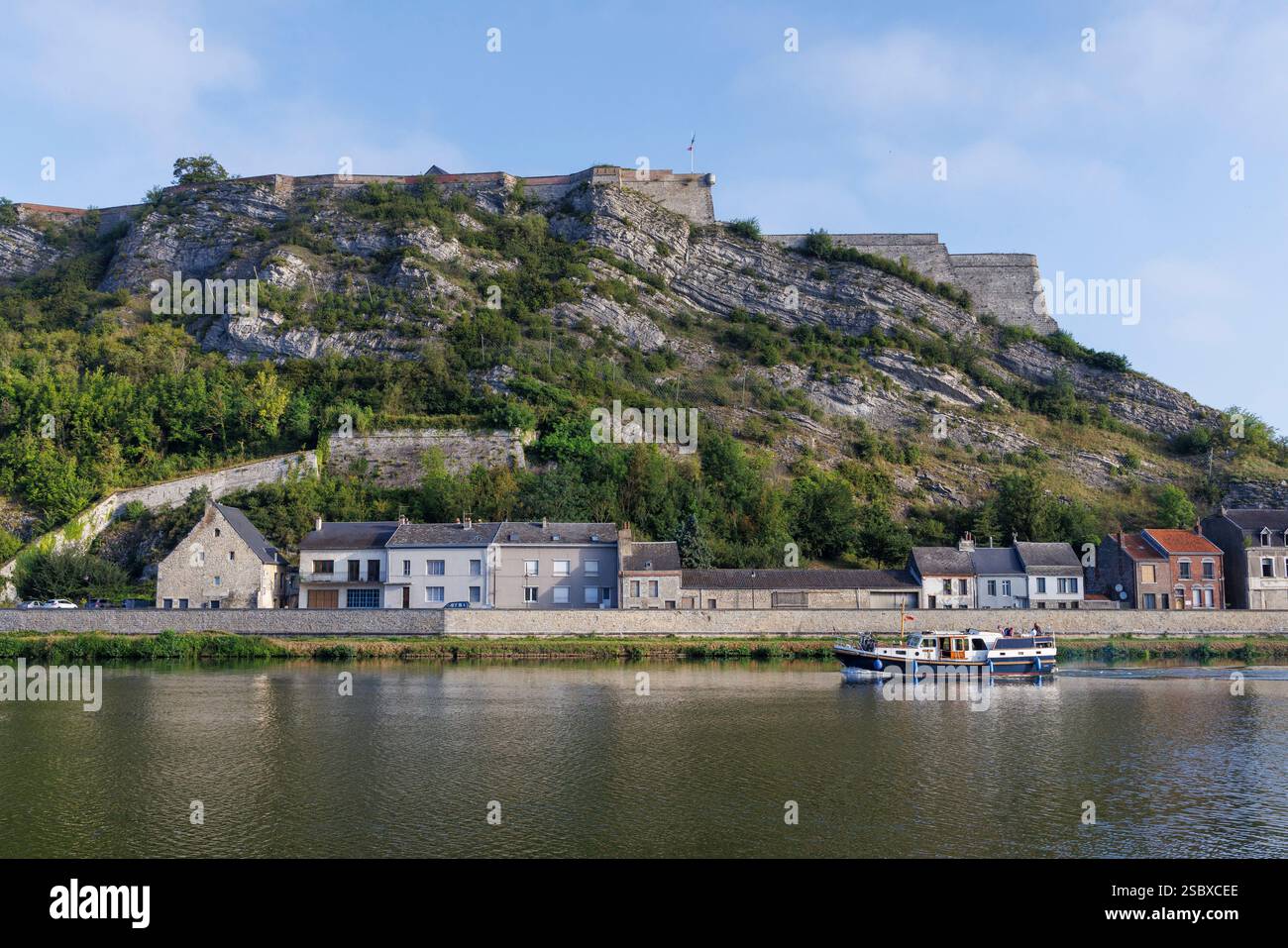The Charlemont fort from across the River Meuse, Givet, France Stock ...