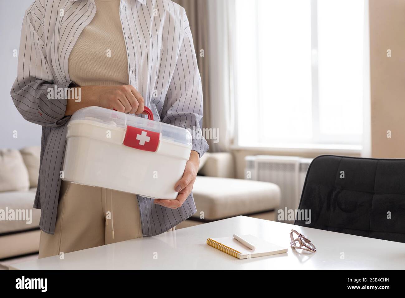 Storage organization in transparent plastic box drug, pill, syringe ...