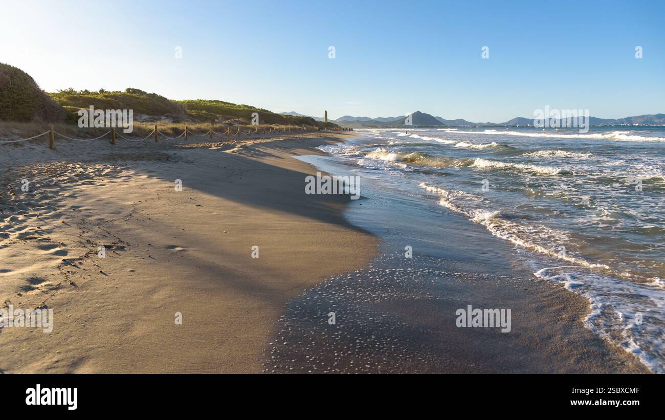 Afternoon view of the Playa de Muro beach in Can Picafort on Majorca ...