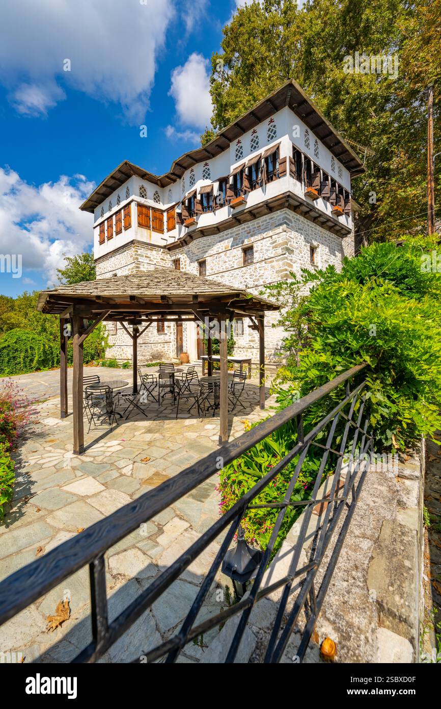 The typical historic mansion in the mountain village of Vizitsa near ...