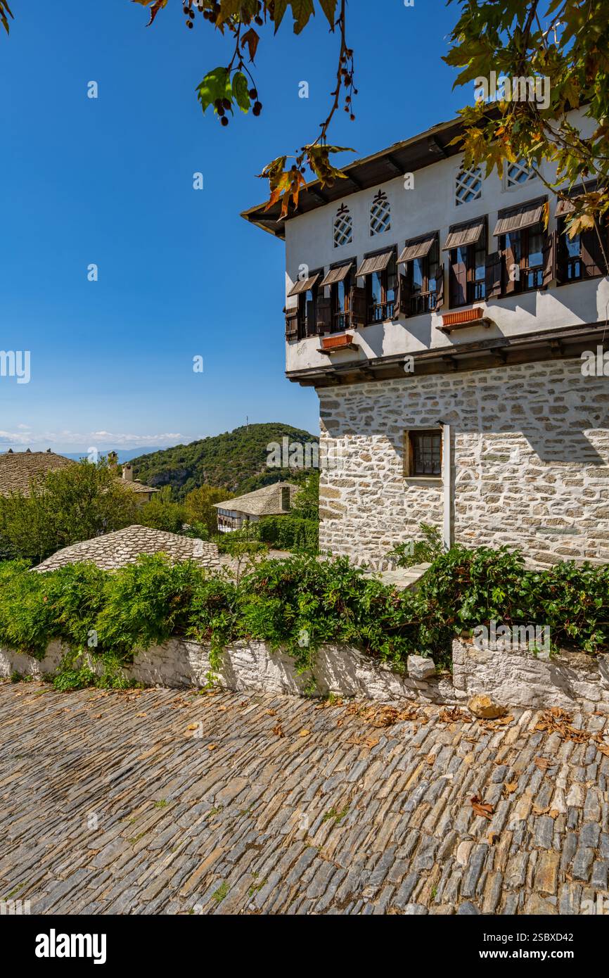 The typical historic mansion in the mountain village of Vizitsa near ...