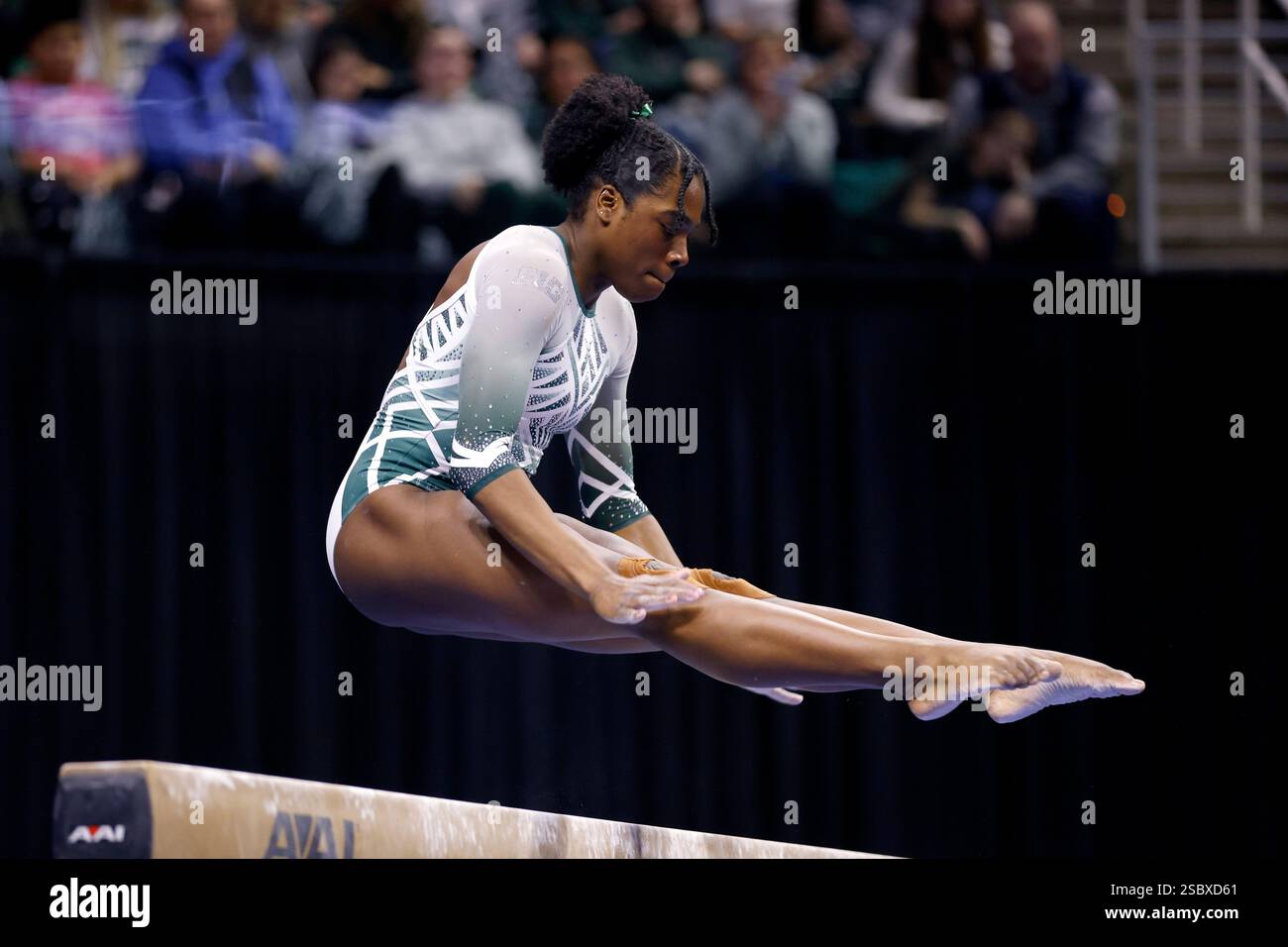 Michigan State's Gabrielle Stephen competes during an NCAA gymnastics ...